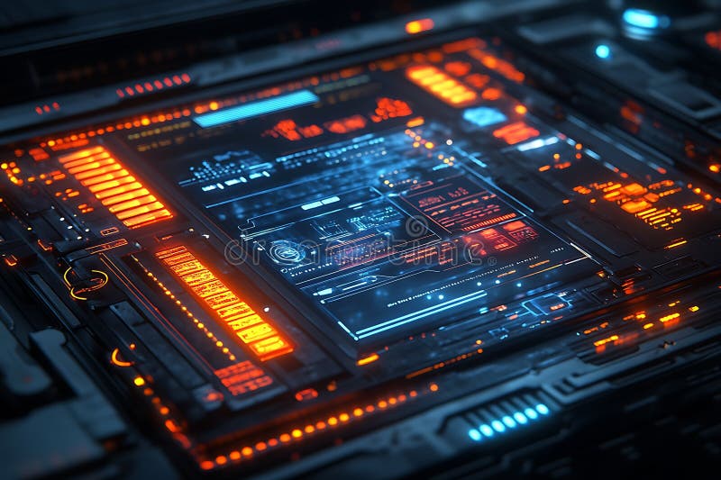 Close-Up Shot of a High-Tech Communication Screen Stock Illustration ...