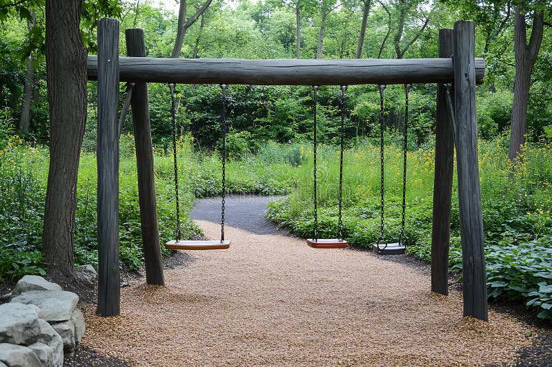 Swings of Different Types in the Open Ground of the Jungle Stock ...