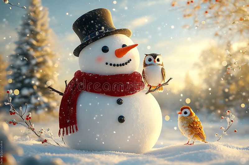 Beautiful Snowman Against a Festive Christmas Background Stock ...