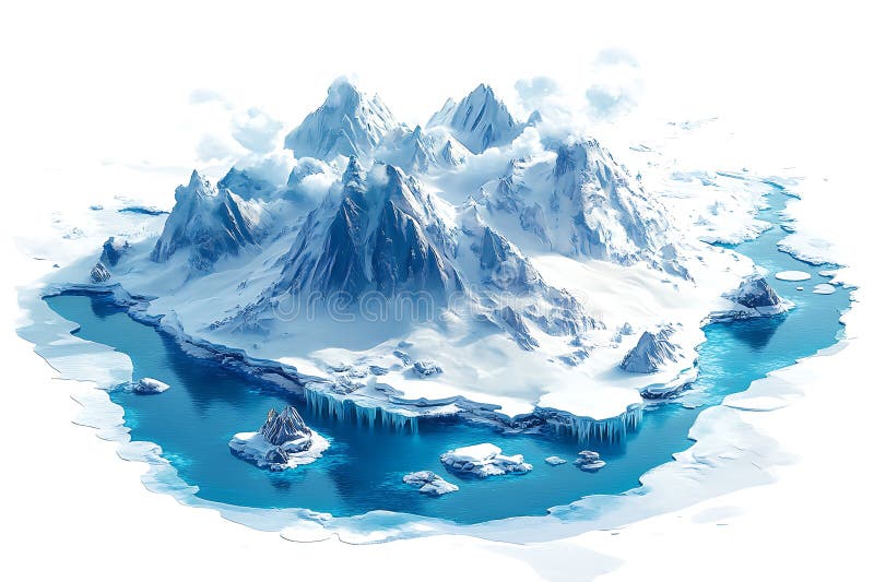 Isometric 3D Illustration of Ice Island with Trees Stock Illustration ...