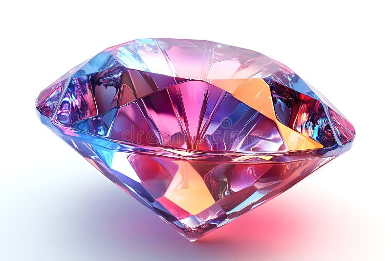 Neon Glowing Gem Isolated Against a White Background Stock Illustration ...