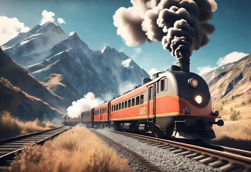 High-Speed 1980s Old Fashioned Train on Railway Track Stock ...