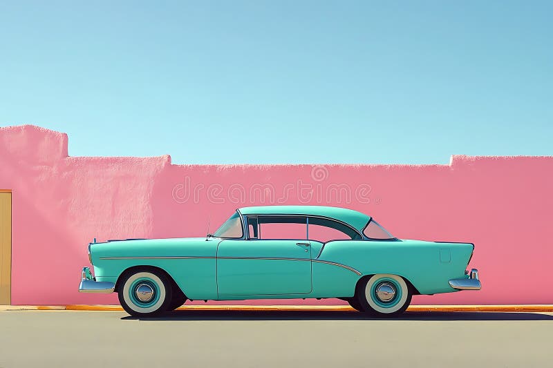 A Vibrant Cyan Mint Car Isolated Against a Solid Color Background Stock ...
