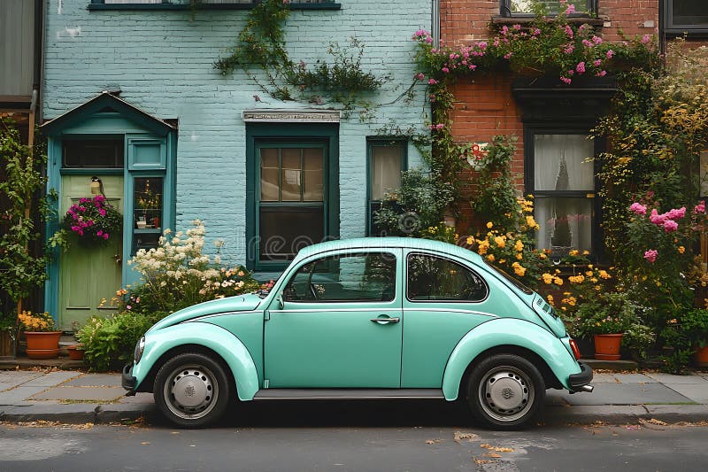 A Vibrant Cyan Mint Car Isolated Against a Solid Color Background Stock ...