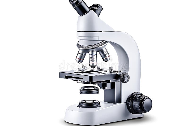 White Compound Microscope with Lenses and Stage Stock Photo - Image of ...