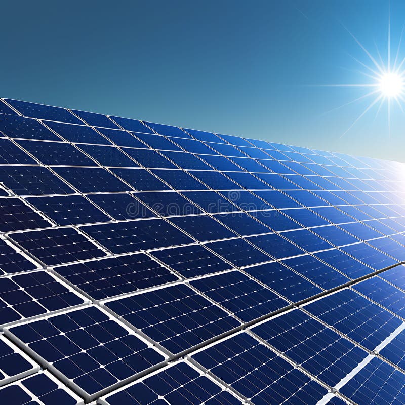 Innovative 3D Rendered Illustration of Blue Solar Panels Generating ...