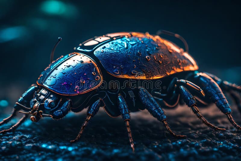 Neon Cyborg: Close-Up of High-Tech Insect Glowing with RGB Colors Stock ...