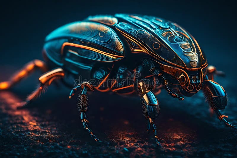 Neon Cyborg: Close-Up of High-Tech Insect Glowing with RGB Colors Stock ...
