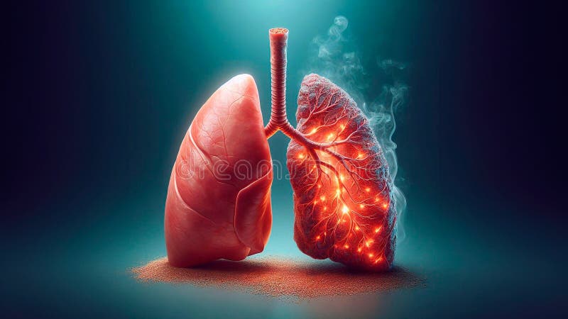 Image of a Healthy Lung Next To a Smoker S Lung, Providing a Sharp ...