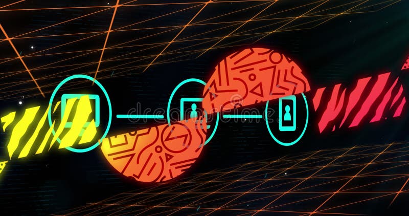 Image of Hello Text in Yellow Glowing Stock Interface Over with Masks ...