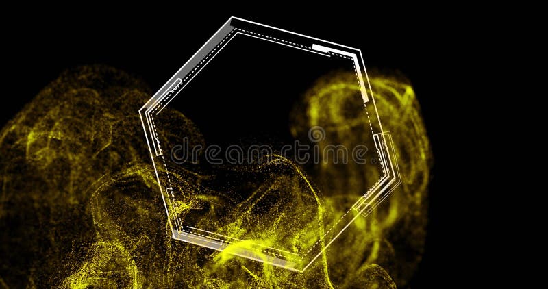 Image of Hexagon and Yellow Shapes on Black Background Stock ...