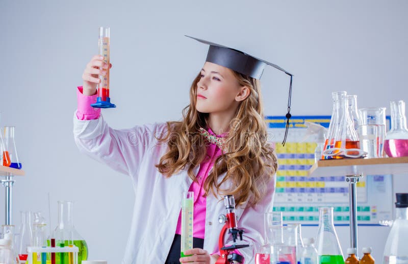 Image of High School Girl Looking at Test Tube Stock Photo - Image of ...