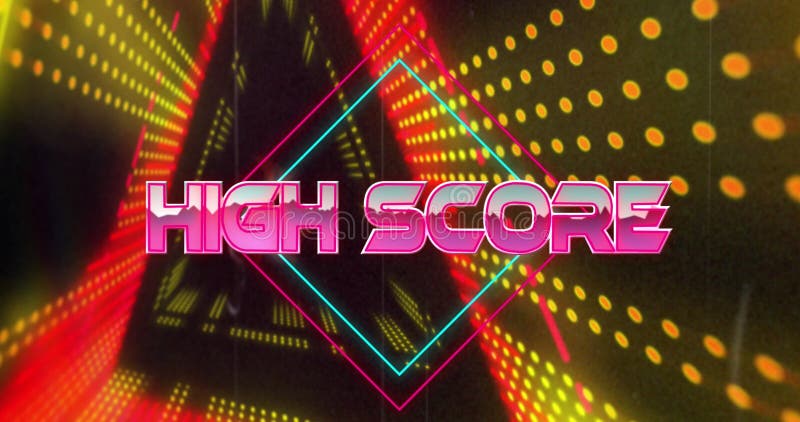 Image of High Score Text Banner Against Neon Abstract Shapes in ...