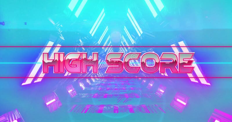 Image of High Score Text Banner Against Neon Tunnel in Seamless Pattern ...