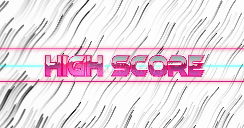 Image of High Score Text Banner Against Wavy Lines in Seamless Pattern ...
