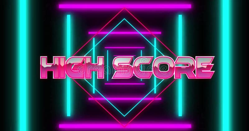 Image of High Score Text and Colourful Shapes Over Digital Tunnel Stock ...