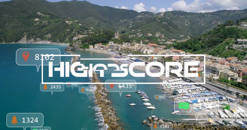 Image of High Score Text and Growing Numbers Over Landscape Stock Photo ...