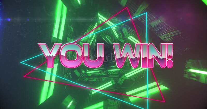 Image of High Score Text on Neon Banner Against Neon Green Triangular ...