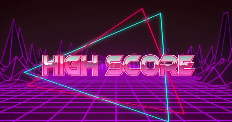 Image of High Score Text Over Colourful Grid and Digital Terrain Stock ...