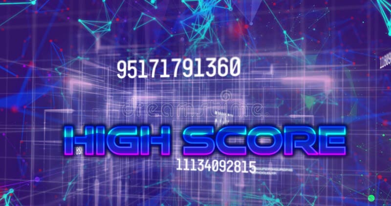 Image of High Score Text Over Data Processing and Network of ...