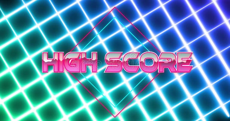 Image of High Score Text Over Neon Lines on Black Background Stock ...