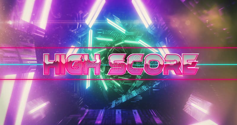 Image of High Score Text Over Neon Lines and Pattern Stock Illustration ...