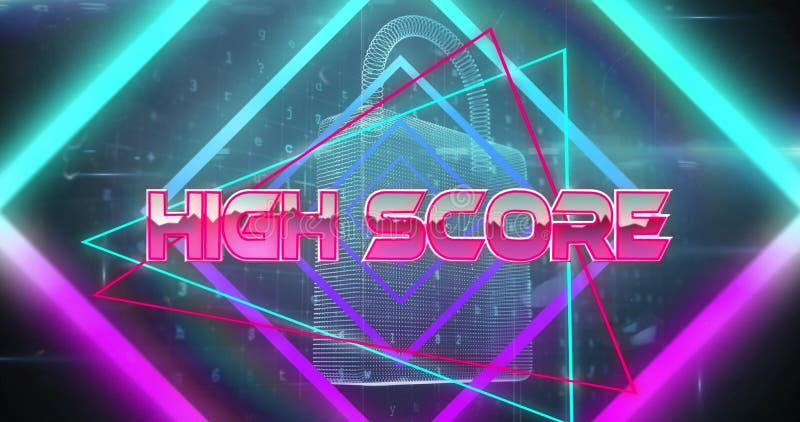 Image of High Score Text in Pink Shiny Letters Over Pink and Blue Neon ...
