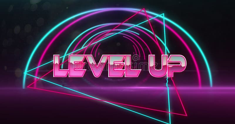 Image of High Score Text in Pink Shiny Letters Over Pink and Blue Neon ...