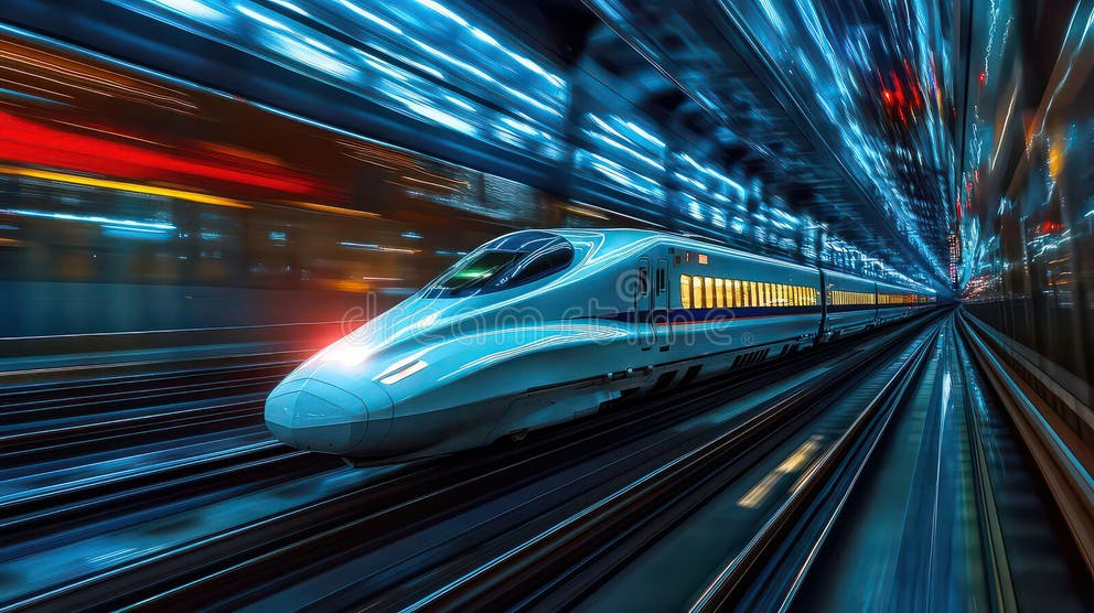 Image of a High-speed Train Running with a Train Draft System Stock ...