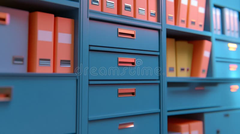 An Image Highlighting Blue Drawers Illuminated in Blue, with Each ...