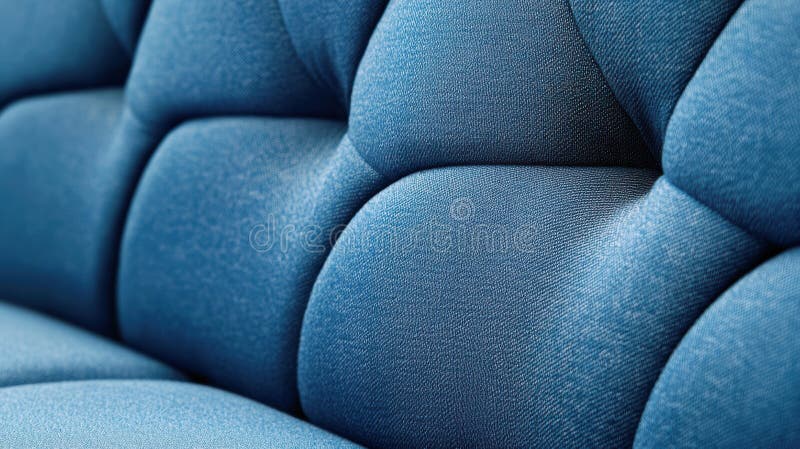 Close-up of a Blue Tufted Fabric Texture Showcasing Intricate Stitching ...