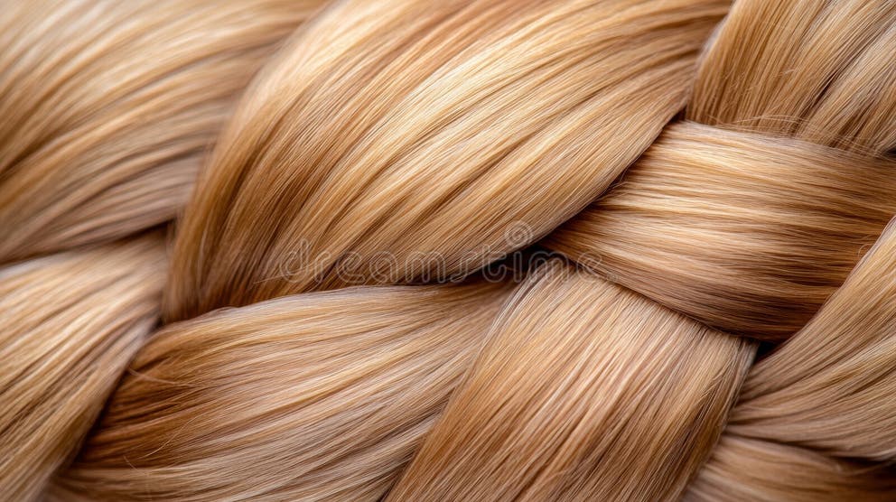 Close-up of a Beautifully Woven Blonde Braid Showcasing Silky, Smooth ...