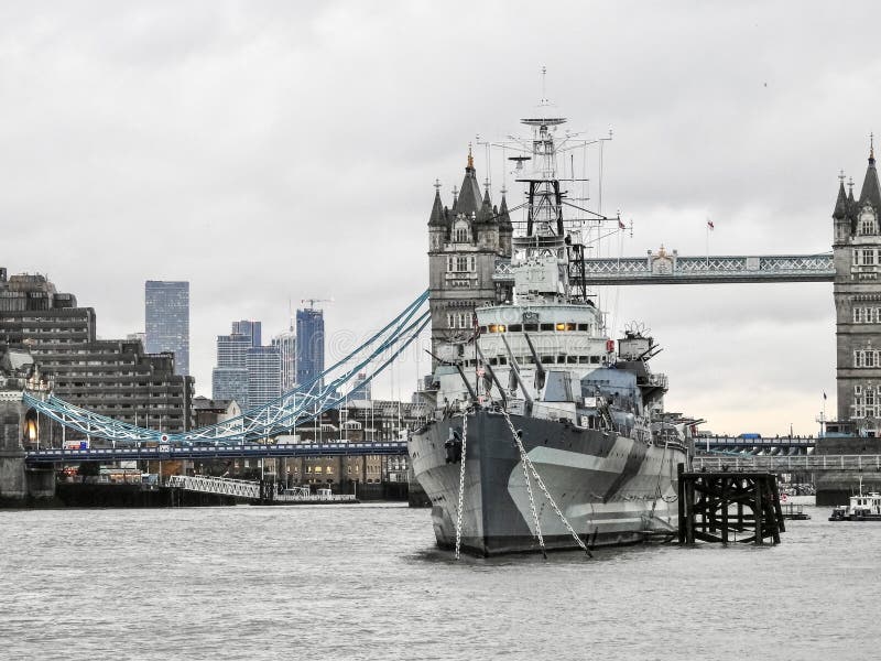 HMS Belfast and Tower Bridge Editorial Stock Photo - Image of cityscape ...