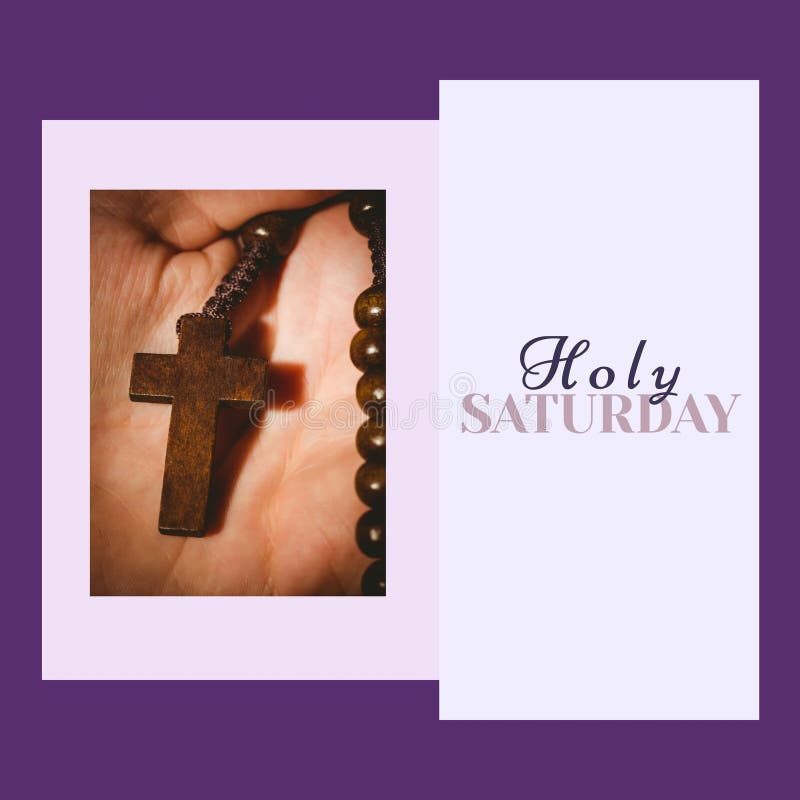 Image of Holy Saturday Text Over Hand Holding Rosary Stock Photo ...