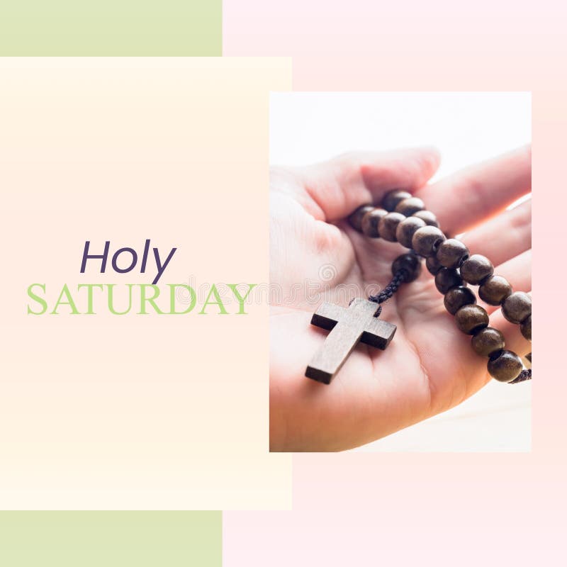 Image of Holy Saturday Text Over Hands with Rosary Stock Image - Image ...