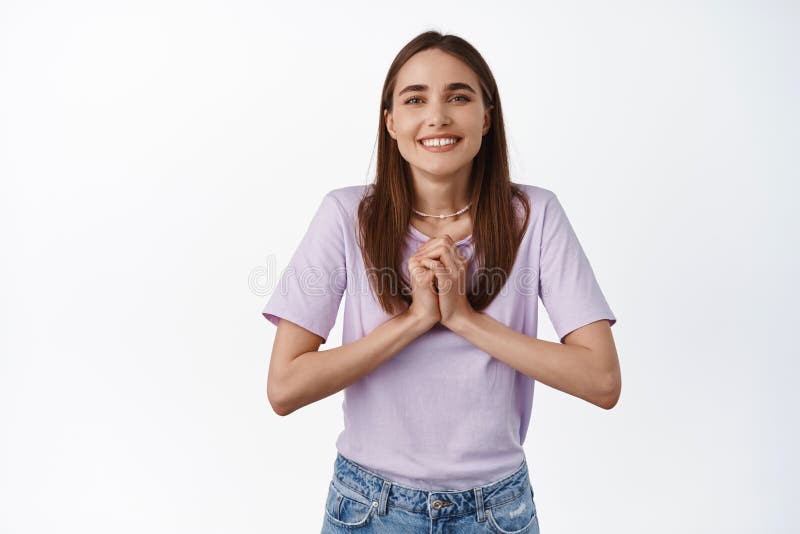 Image of Hopeful Young Woman Say Please, Asking for Something, Begging ... Image of Hopeful Young Woman Say Please, Asking for Something, Begging ...