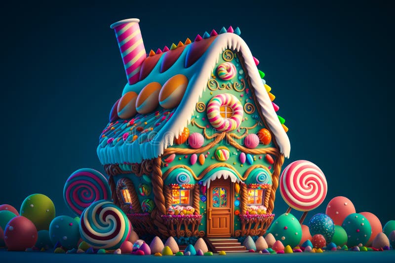 An Image of House with Candy and Lollipops. Generative AI Stock ...