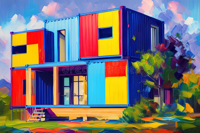 Image of a House Made from Used Shipping Containers. Stock Illustration ...