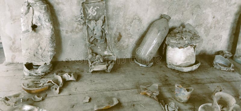 Image of Household Tools and Utensils Covered in Thick Volcanic Ash ...