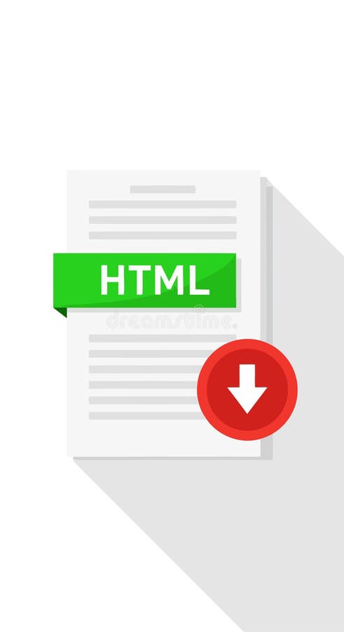 Vector Art of Html File Download Icon, Representing Web Development, Coding, and the Process of ...