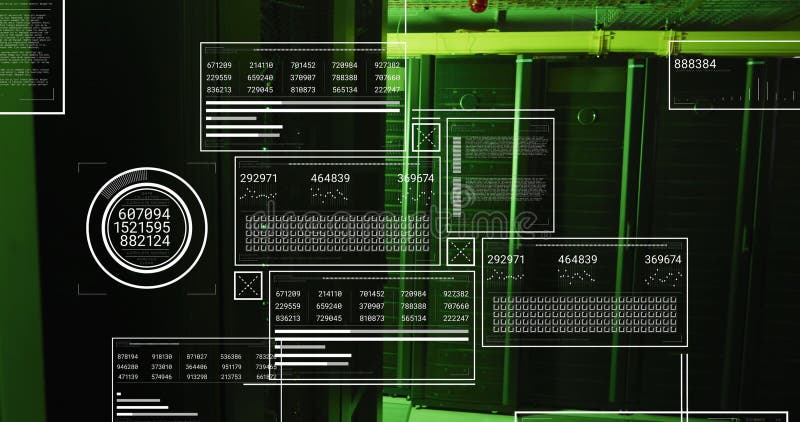 Image of Hud Screens with Numbers, Graphs and Shapes Over Data Server ...