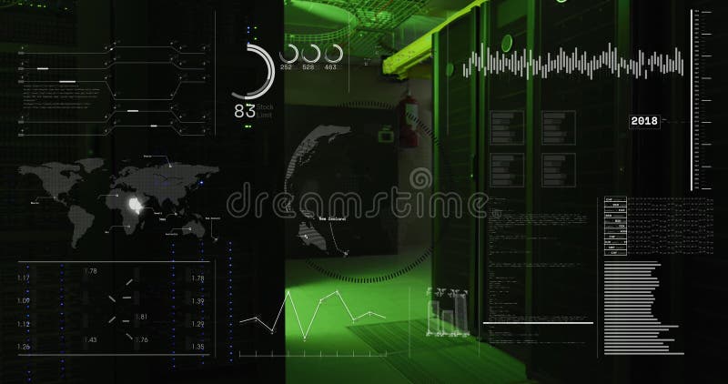 Image of Hud Screens with Programming Language, Globe, Map, Graphs and ...