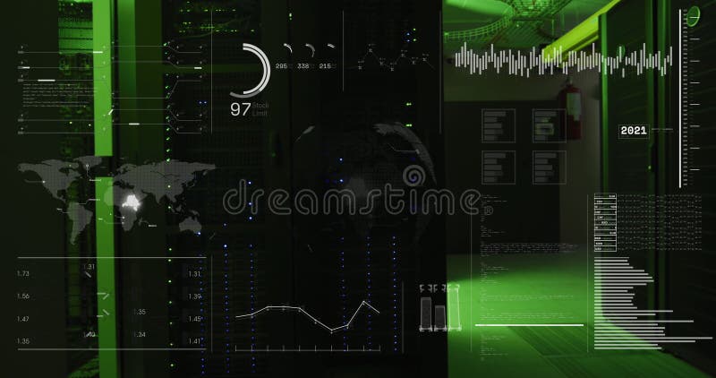 Image of Hud Screens with Programming Language, Globe, Map, Graphs and ...