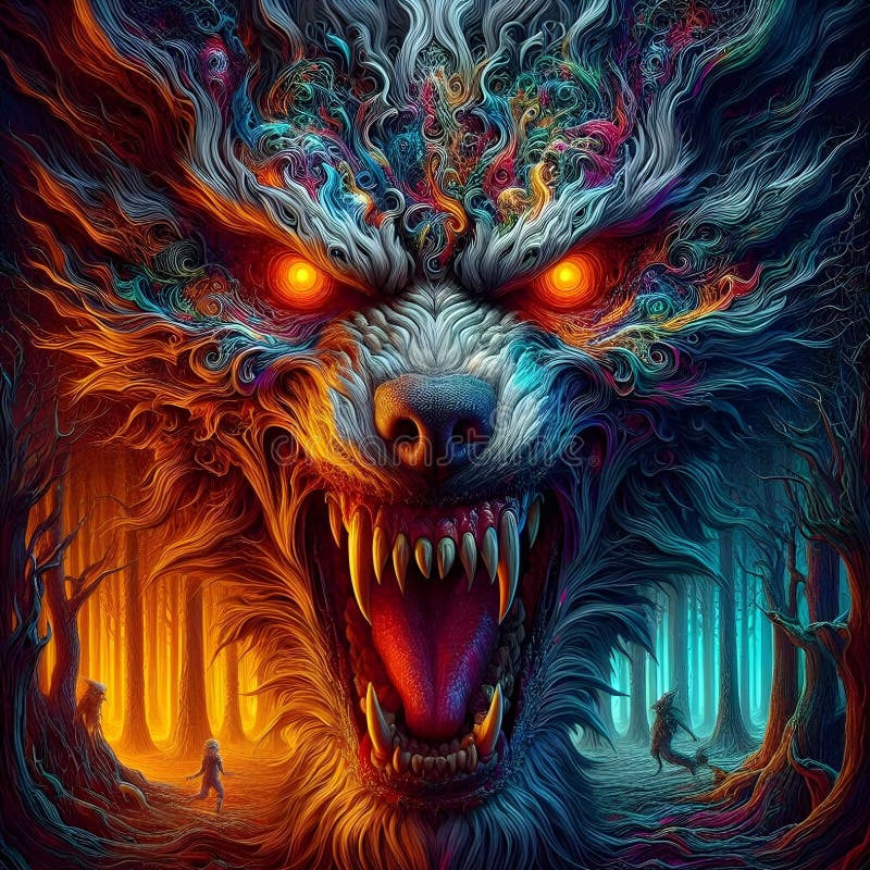 Image of a Huge Fierce Werewolf is Shown and Running Wild in the Dark ...