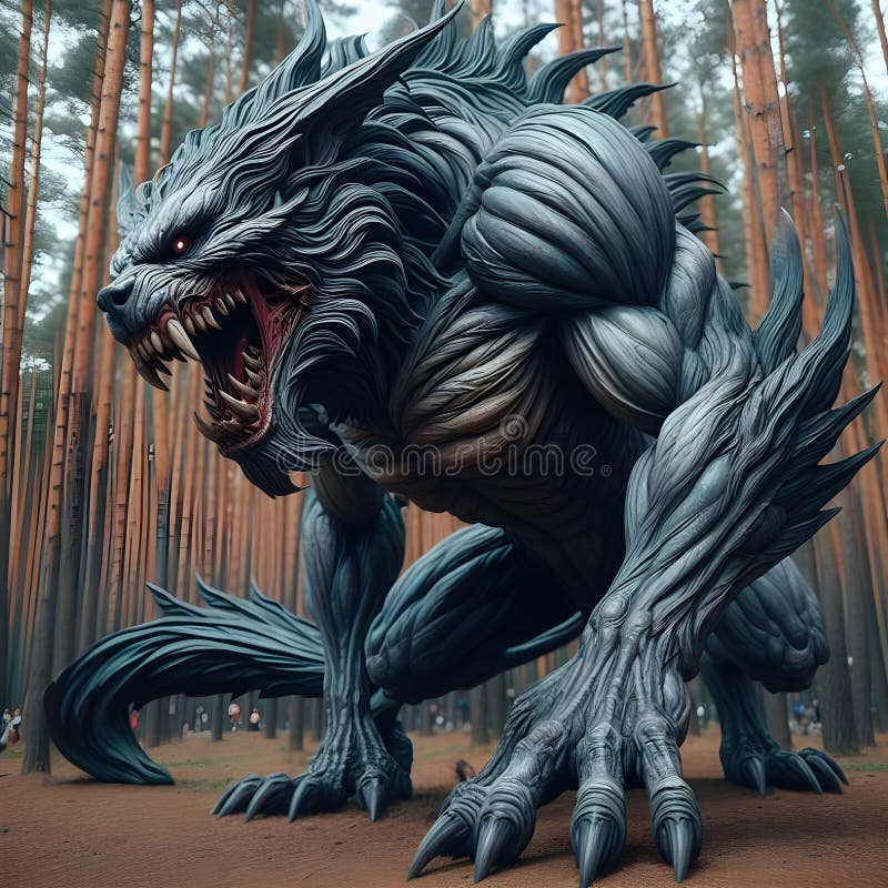 Image of a Huge Fierce Werewolf is Shown and Running Wild in the Dark ...