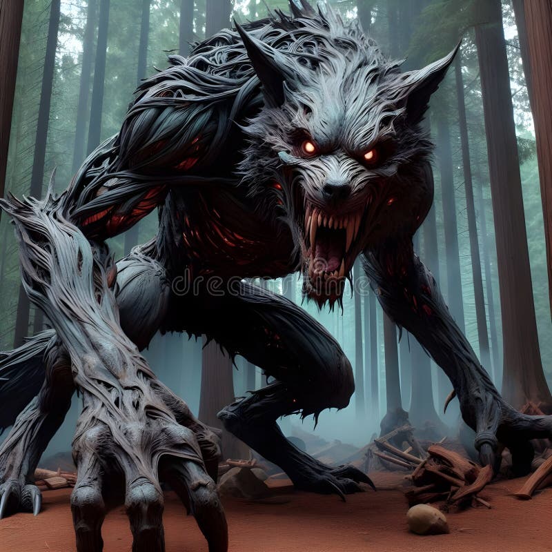 Image of a Huge Fierce Werewolf is Shown and Running Wild in the Dark ...