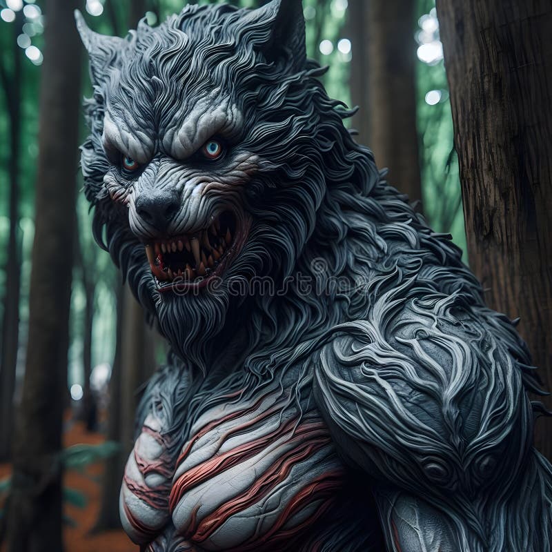 Image of a Huge Fierce Werewolf is Shown and Running Wild in the Dark ...