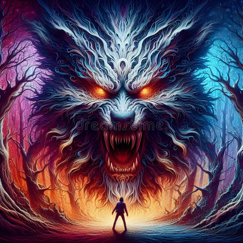 Image of a Huge Fierce Werewolf is Shown and Running Wild in the Dark ...