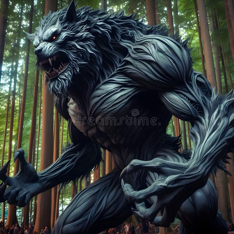 Image of a Huge Fierce Werewolf is Shown and Running Wild in the Dark ...