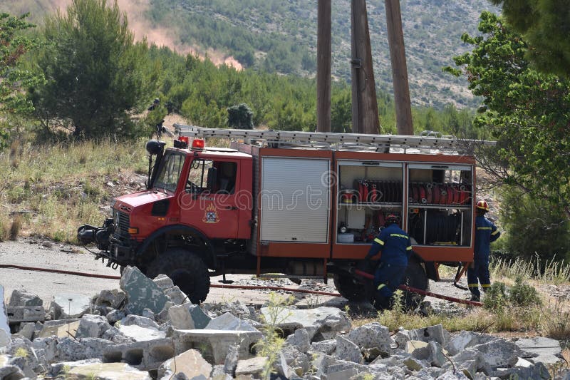 Firetruck Greece editorial photography. Image of truck - 329022867